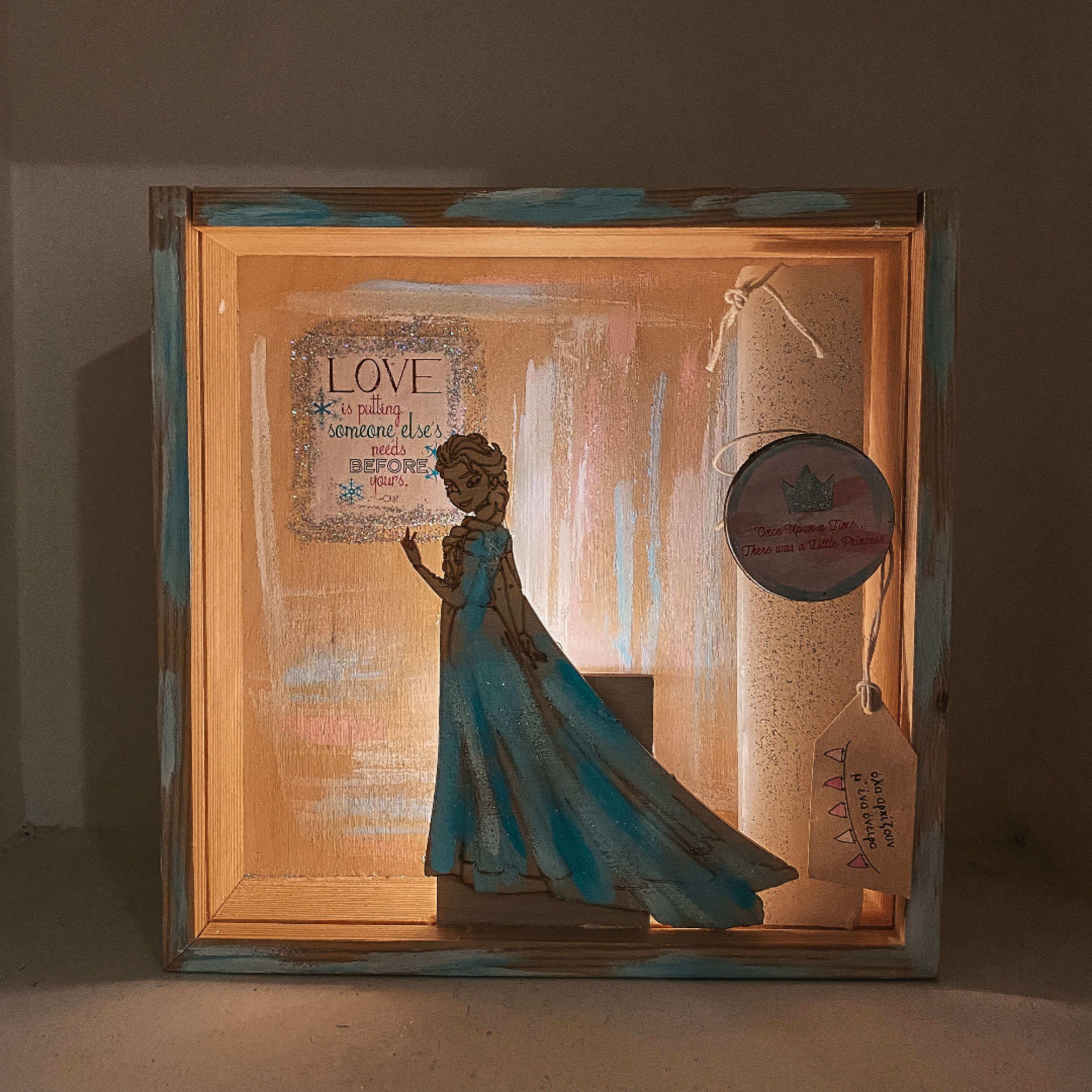 Λαμπάδα Frozen σετ με χειροποίητο κάδρο | Liebe Queen